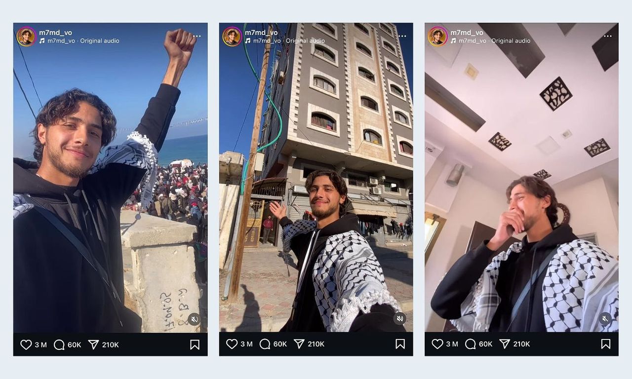 ‘Ik kan het niet geloven’, vlogt Mohamed al-Khalidi bij het zien van ...