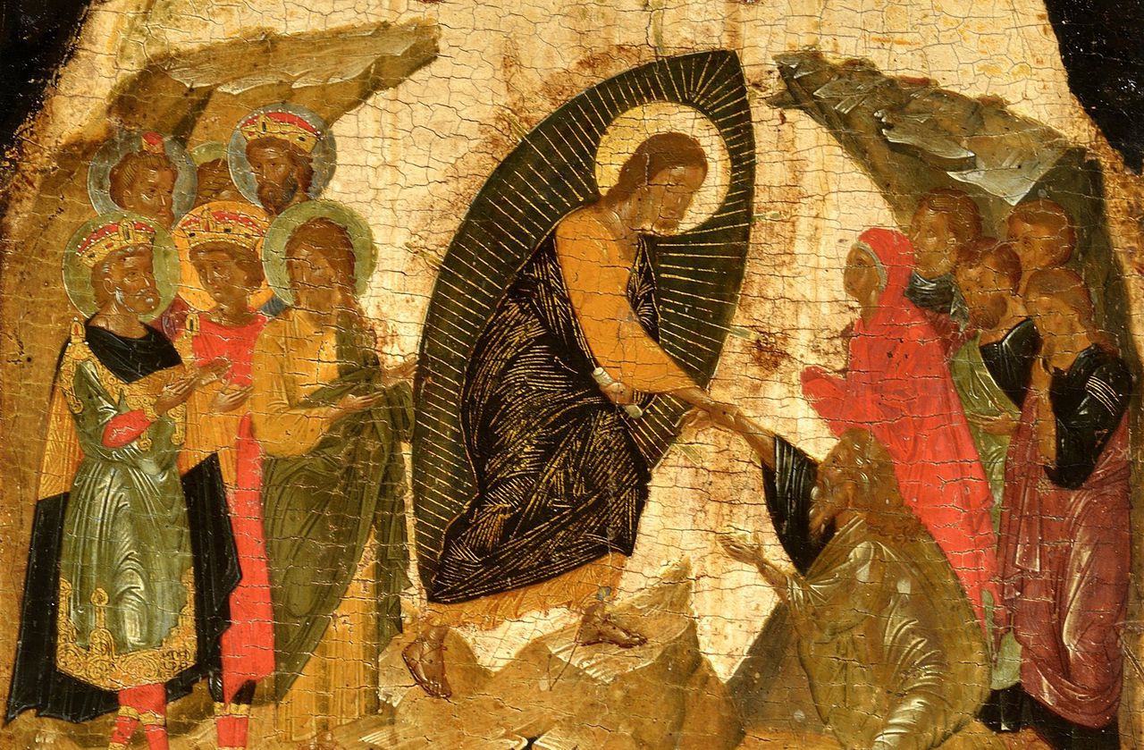 Onbekend Christus-icoon van 15de-eeuwse schilder Angelos Akotantos ...